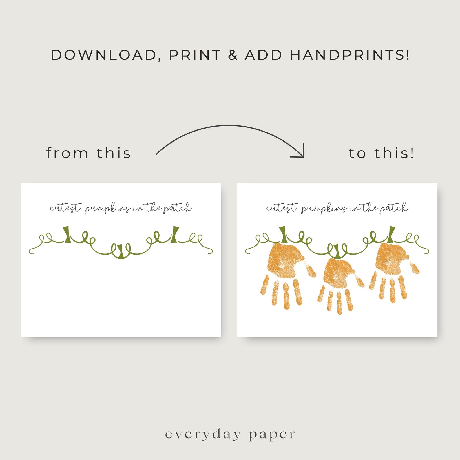 Pumpkin Handprint Craft for Three Kids, Fall Handprint Art Printable ...