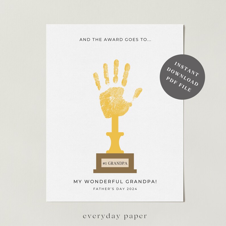 Grandpa Trophy Handprint for Father's Day Art Printable 1 Grandpa ...