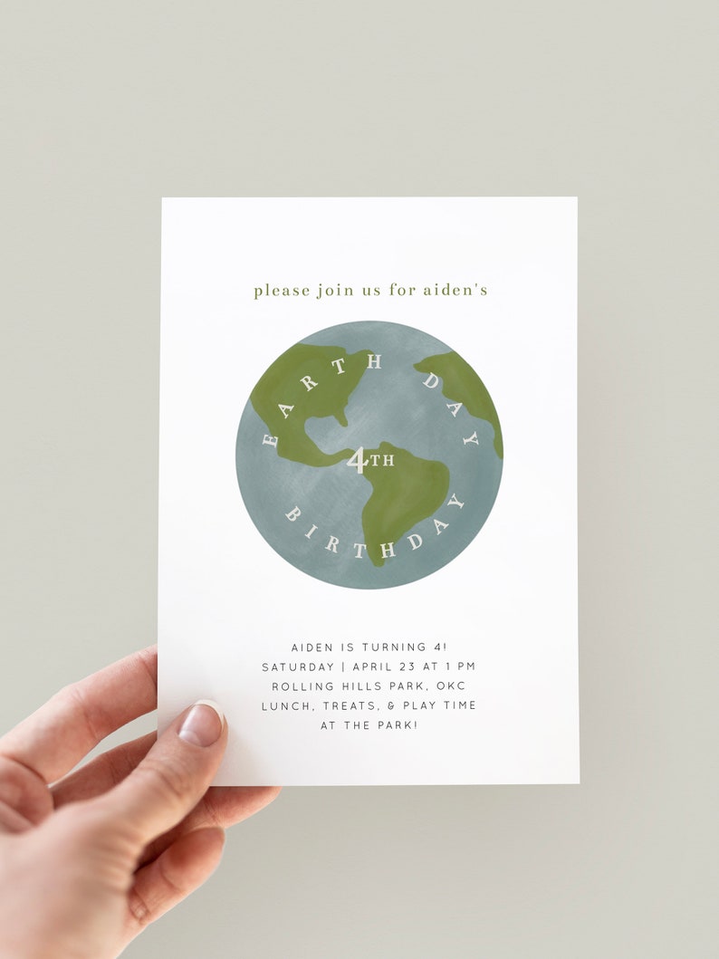 Earth Day Editable Invitation Template for Event or Birthday - Etsy