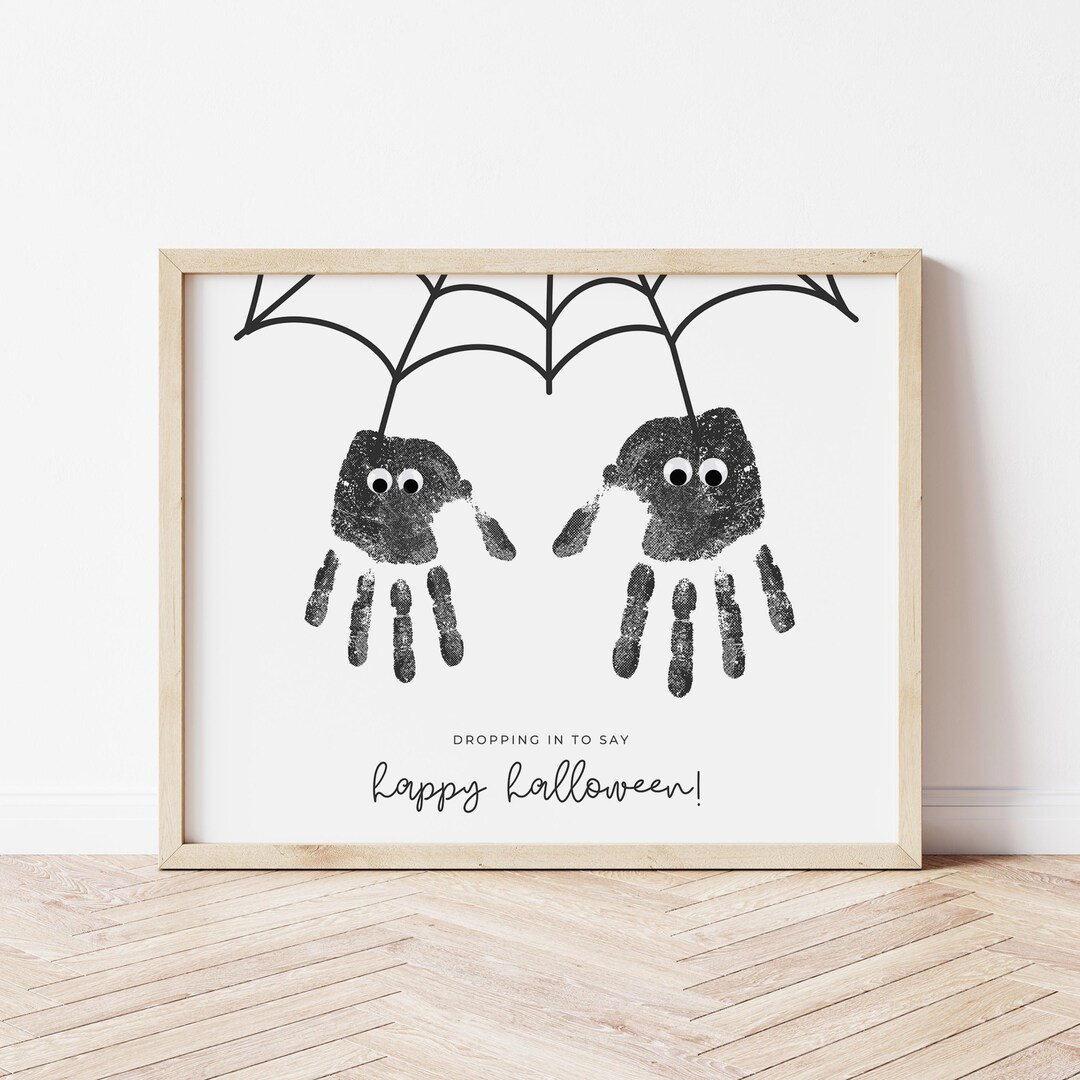 Spider Handprint Art for 2 Kids, Two Kids Halloween Handprint Craft ...