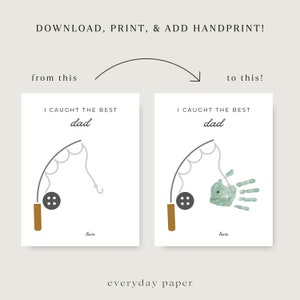 Dad Fish Handprint Art Printable | Dad Fishing Birthday Card | Fishing ...