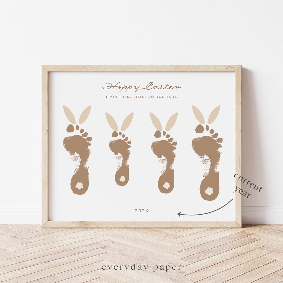 Bunny Footprint Art for 4 Kids, Hoppy Easter Art Activity With Year ...