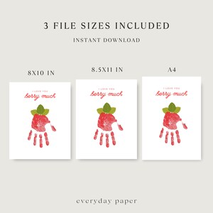 Strawberry Handprint Art Printable | I Love You Berry Much Handprint ...
