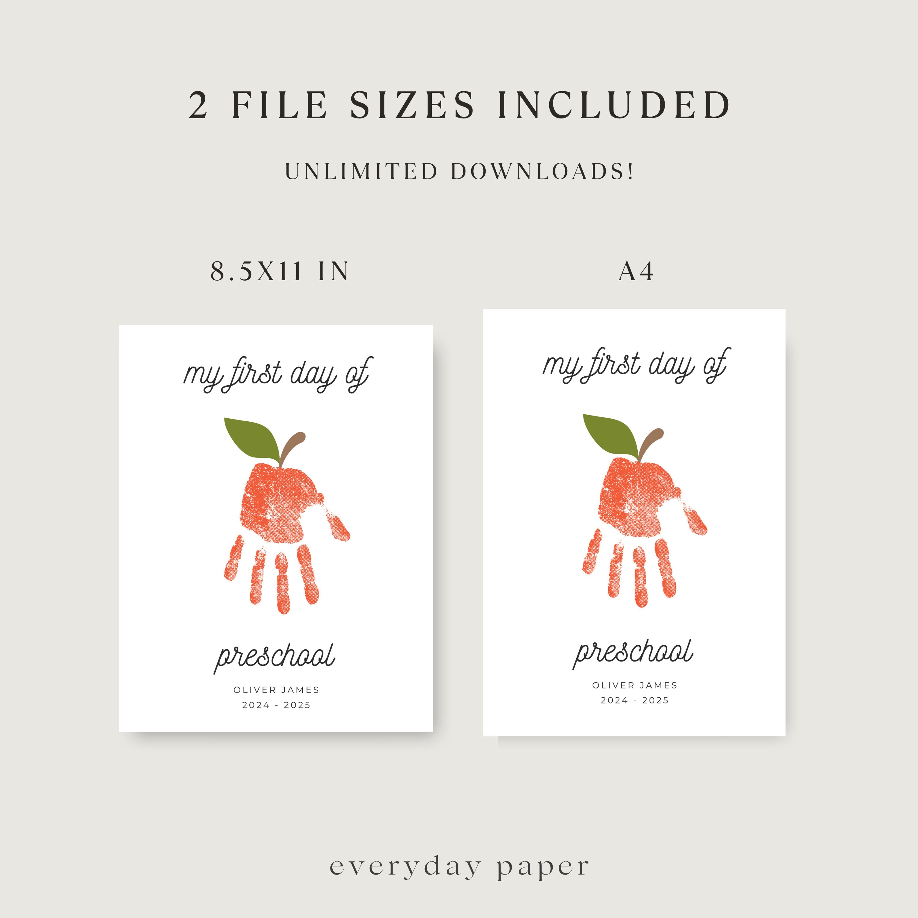 Apple First Day of School Handprint Craft Back to School Printable ...