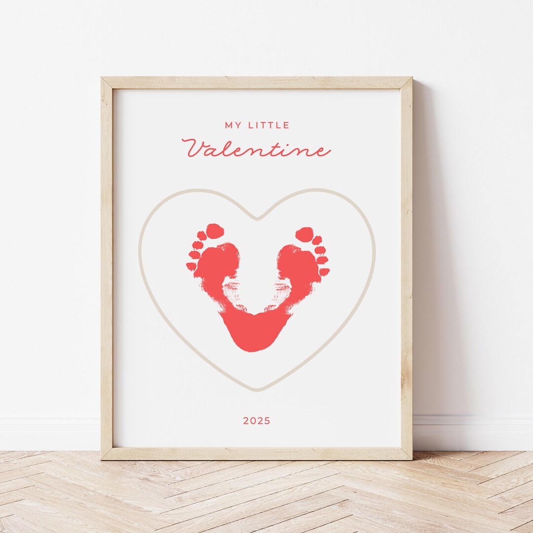 My Little Valentine Heart Footprint Art Printable | Baby's Valentines ...
