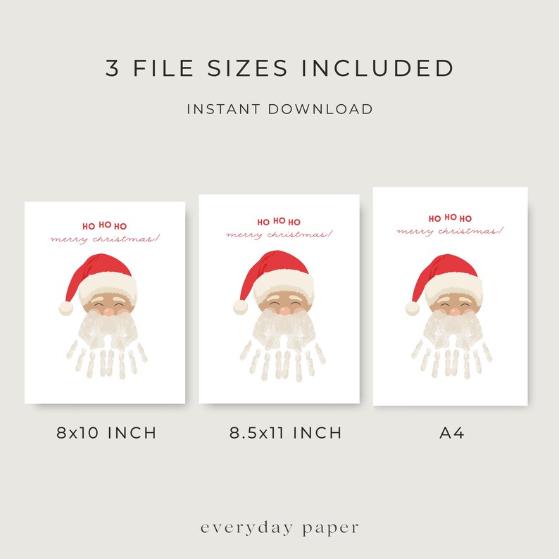 Santa Handprint Beard Art Printable, Santa Craft Keepsake for Class ...