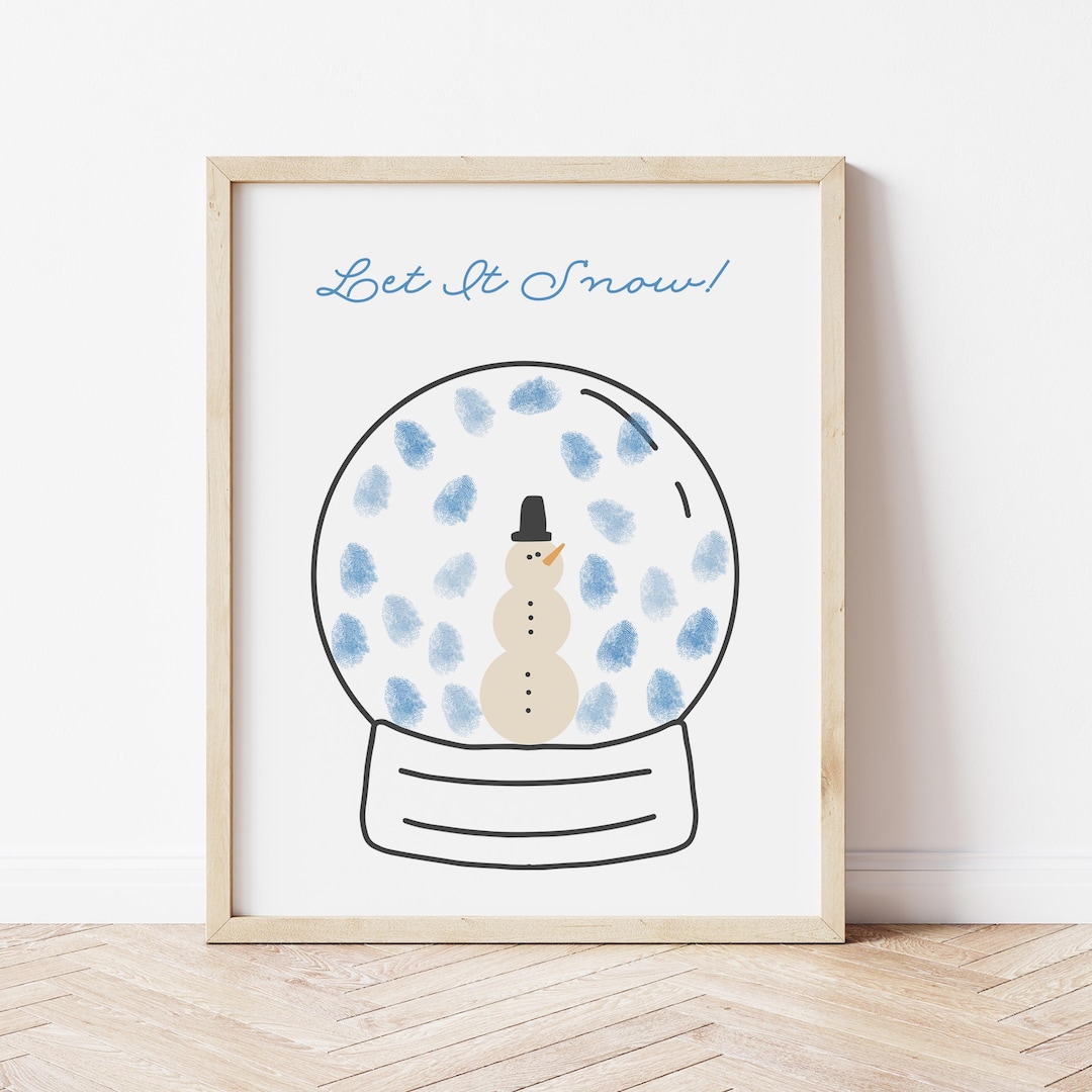 Snow Globe Fingerprint Craft, Winter Fingerprint Art for Toddlers, Baby ...