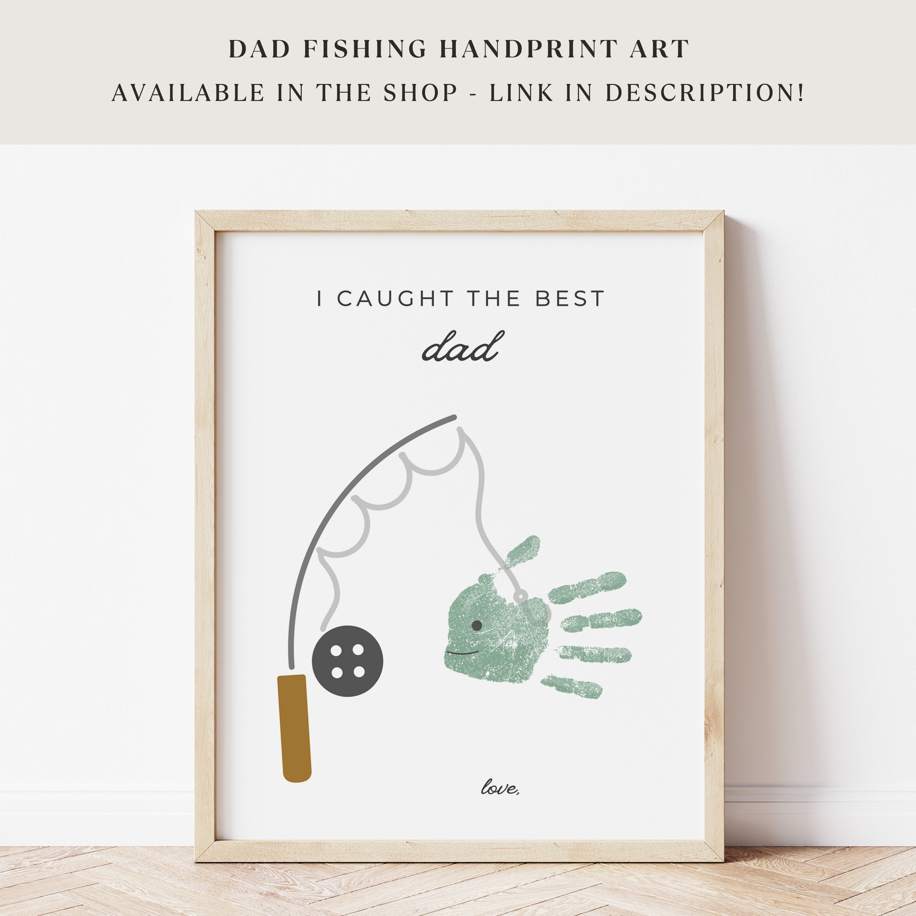 Grandpa Fish Handprint Art Printable Grandpa Birthday Gift Fishing Pole ...