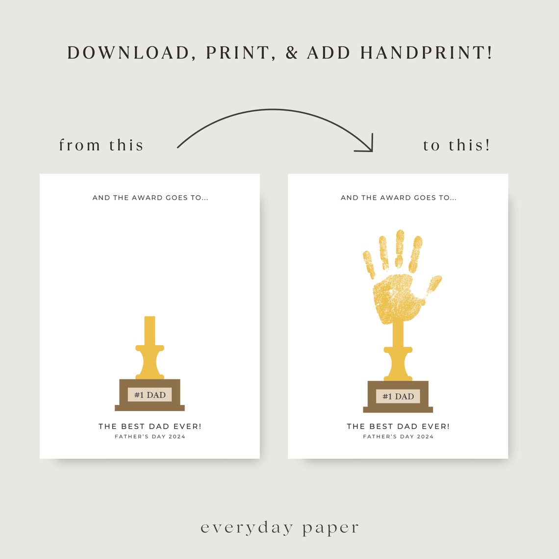 Father's Day Trophy Handprint Art Printable 1 DAD Trophy Handprint ...