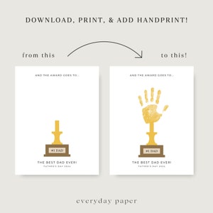 Father's Day Trophy Handprint Art Printable | #1 DAD Trophy Handprint ...