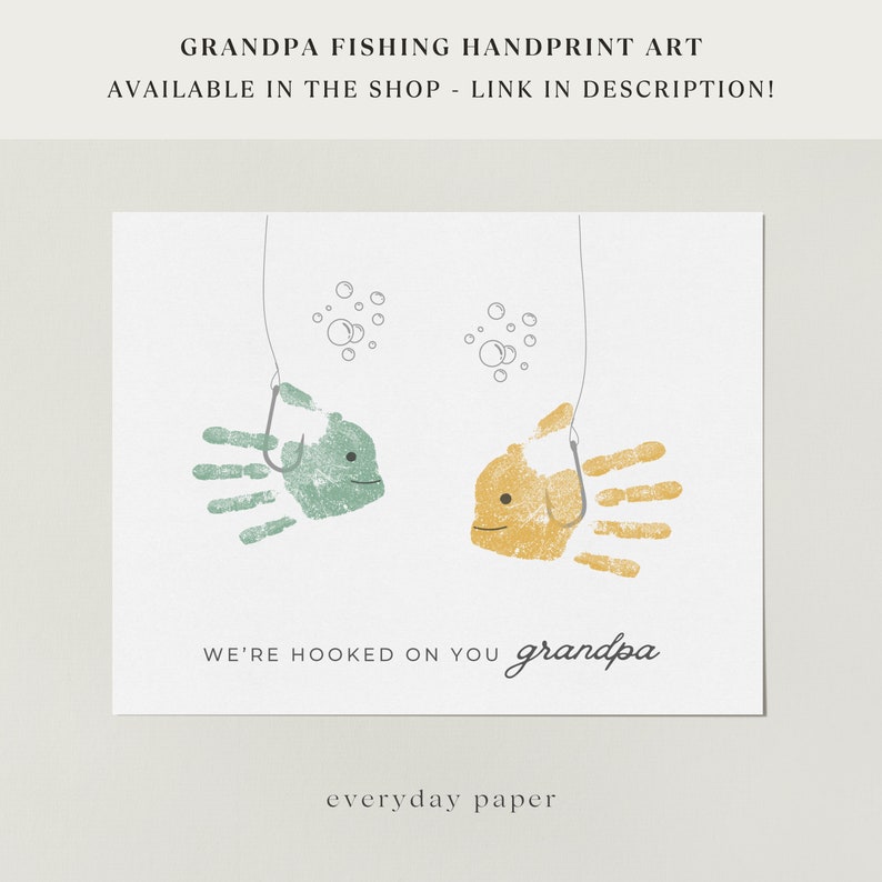 Grandpa Fish Handprint Art Printable Grandpa Birthday Gift Fishing Pole ...