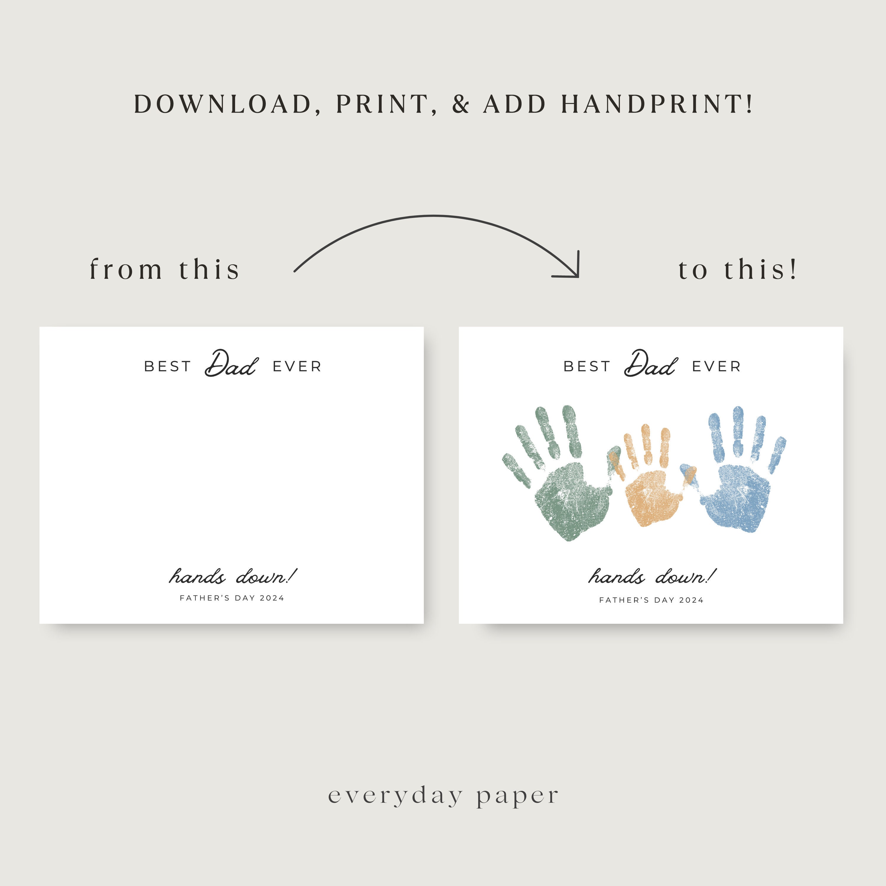 Best Dad Handprint Art Printable Best Dad Hands Down Craft Gift for Dad ...