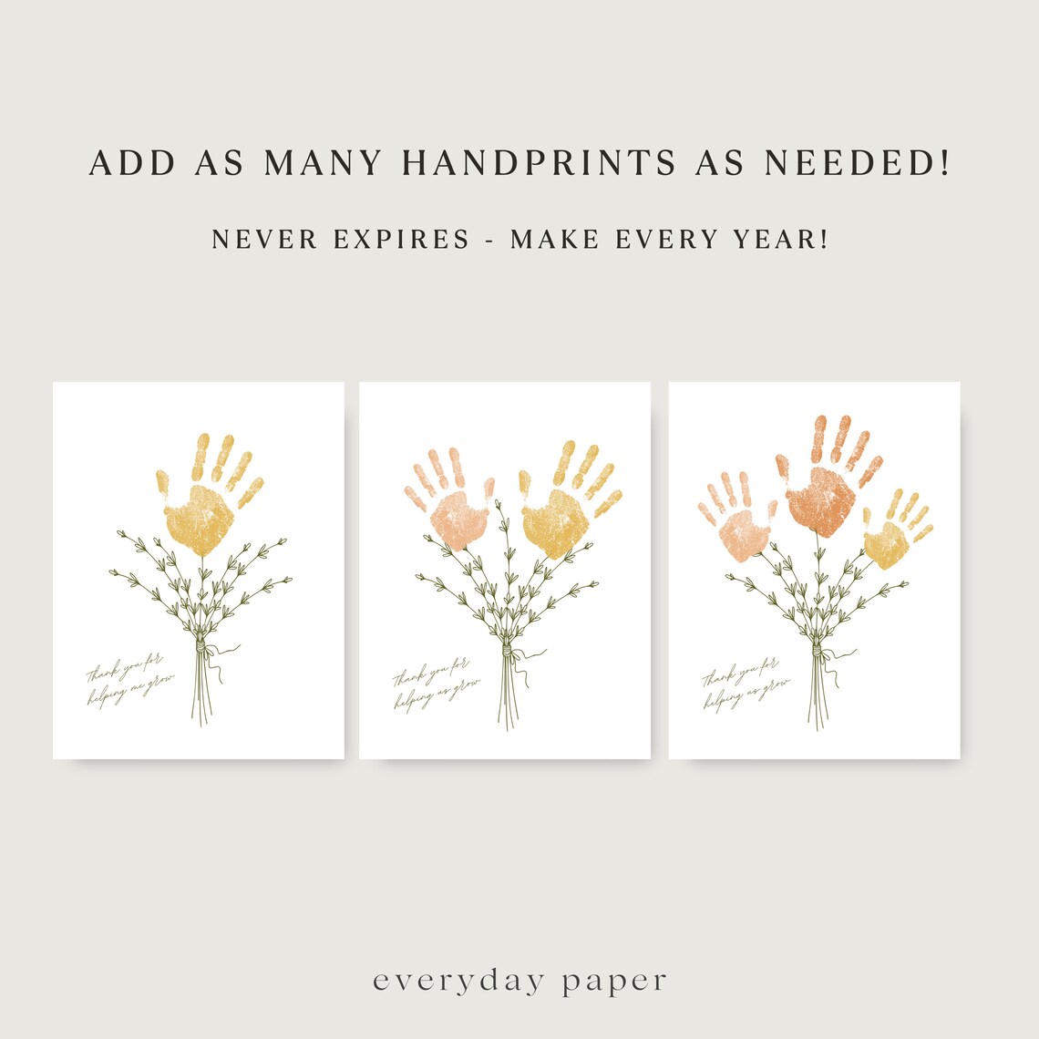 Thank You for Helping Me Grow Handprint Art for Teacher Printable ...