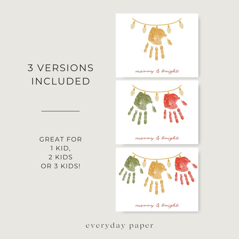 Christmas Lights Handprint Craft for 1 Kid, 2 Kids, or 3 Kids, Merry ...