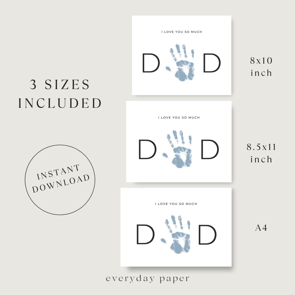 Dad Handprint Printable Handprint Art Craft for Dad Simple, Minimal Dad ...