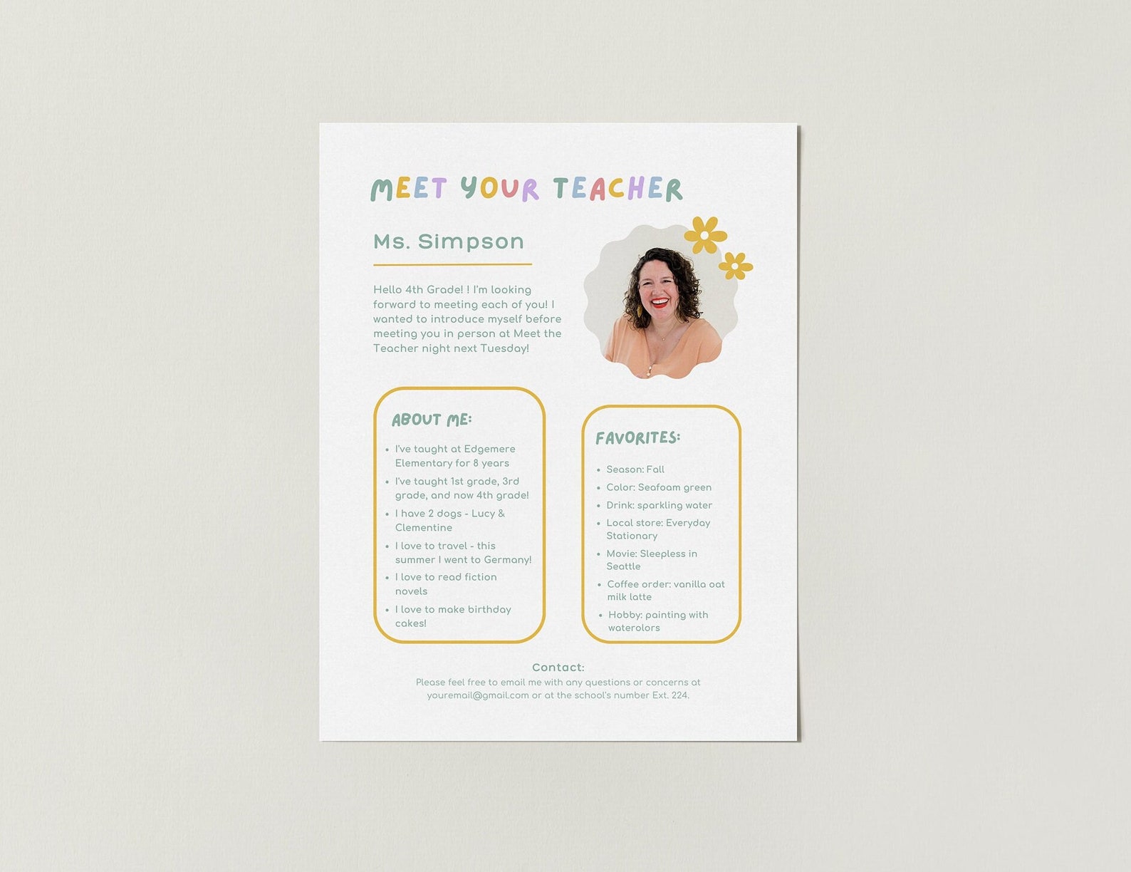 Meet the Teacher Editable Template, Meet Your Teacher Letter, Teacher ...