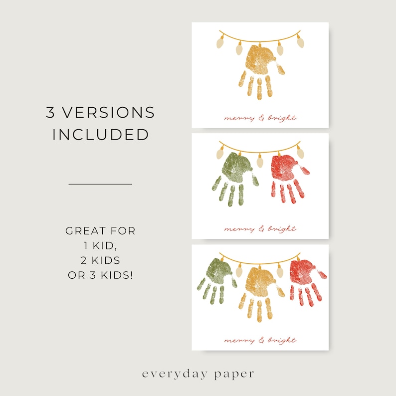 Christmas Lights Handprint Craft for 1 Kid, 2 Kids, or 3 Kids, Merry ...