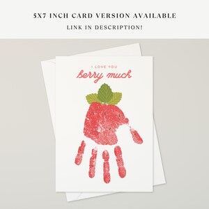 Strawberry Handprint Art Printable | I Love You Berry Much Handprint ...