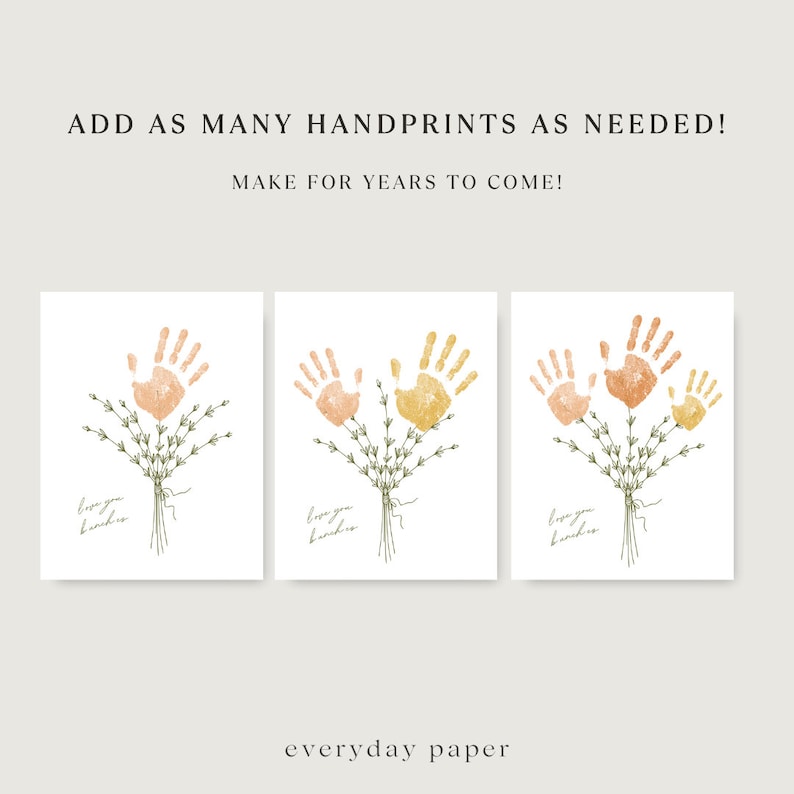 Love You Bunches Handprint Art Printable | Gift for Mom and Grandma ...