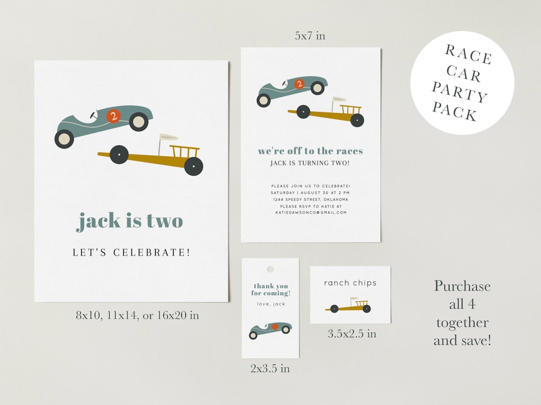 Vintage Race Car Birthday Bundle | Retro Race Car Bundle | Fully ...