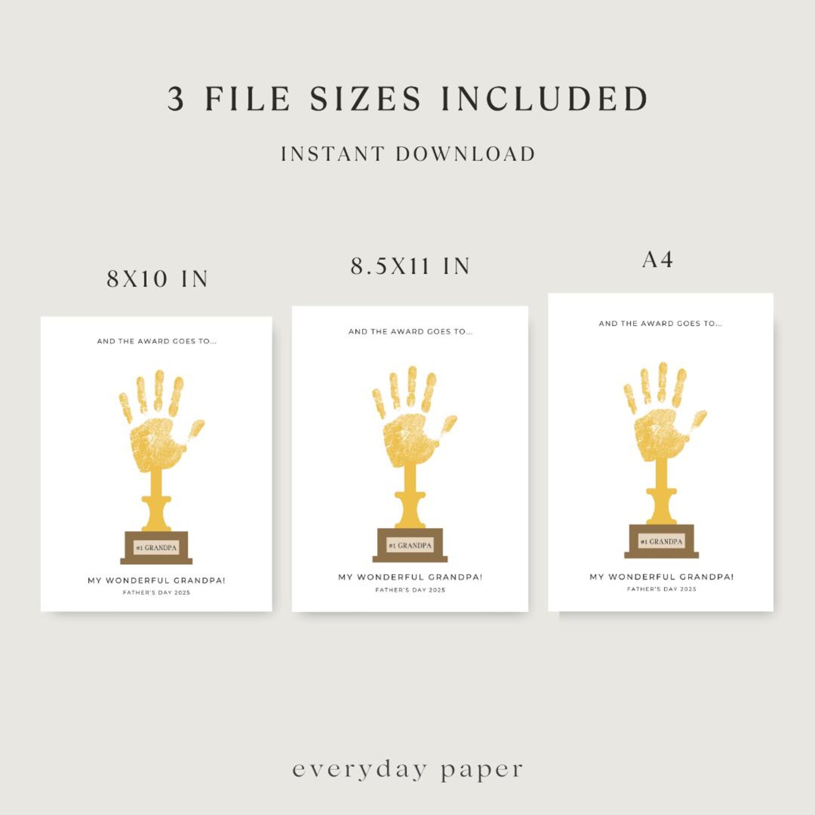 Grandpa Trophy Handprint for Father's Day Art Printable | #1 Grandpa ...