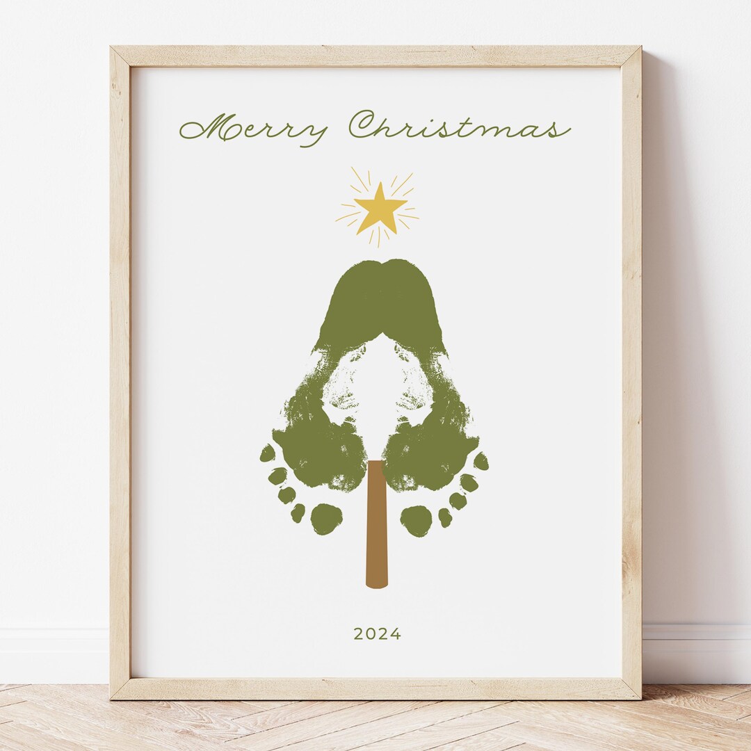 Merry Christmas Footprint Craft, Christmas Tree Craft Printable ...