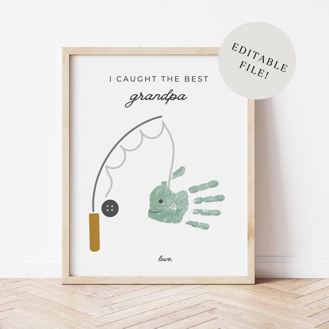 Editable Grandpa Fish Handprint Art Printable, Edit Grandpas Name and ...