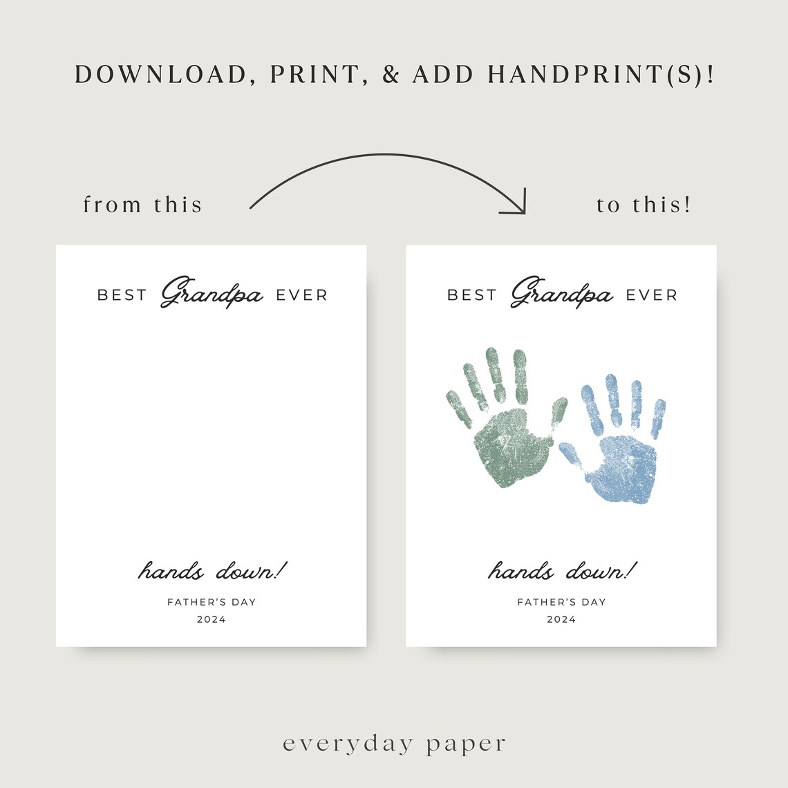 Best Grandpa Hands Down Handprint Art Printable Grandpa Handprint Craft ...