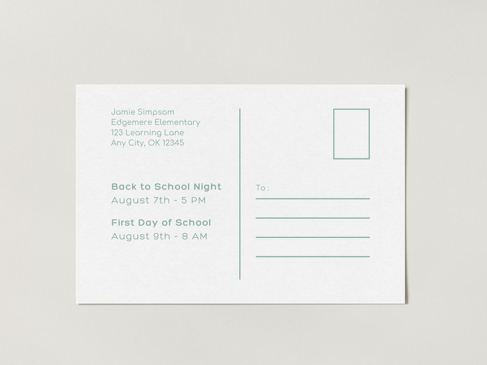 Meet the Teacher Postcard Template, Meet Your Teacher Postcard, Teacher ...