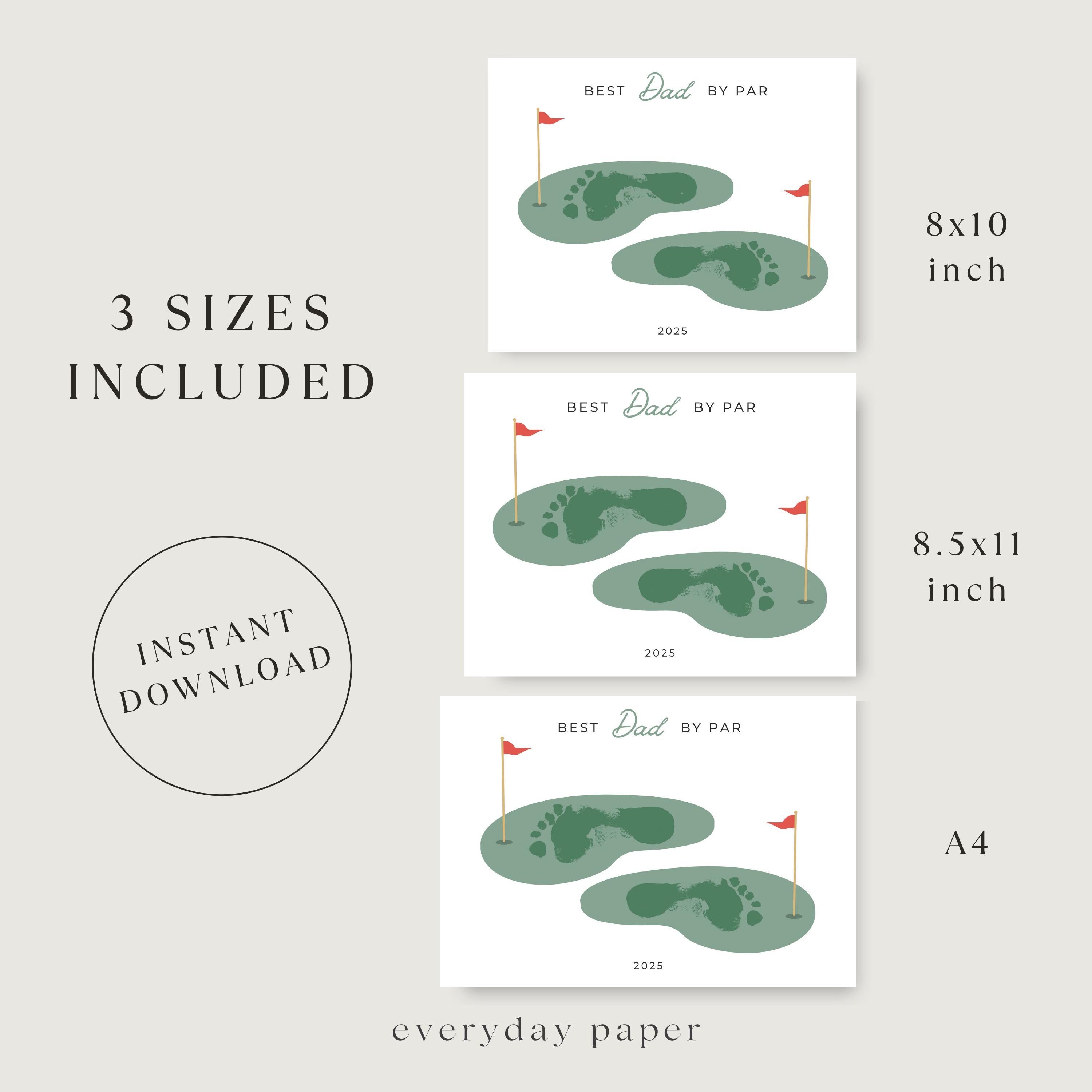 Best Dad by Par Golf Footprint Art Printable for 2 Kids, Dad Golfing ...
