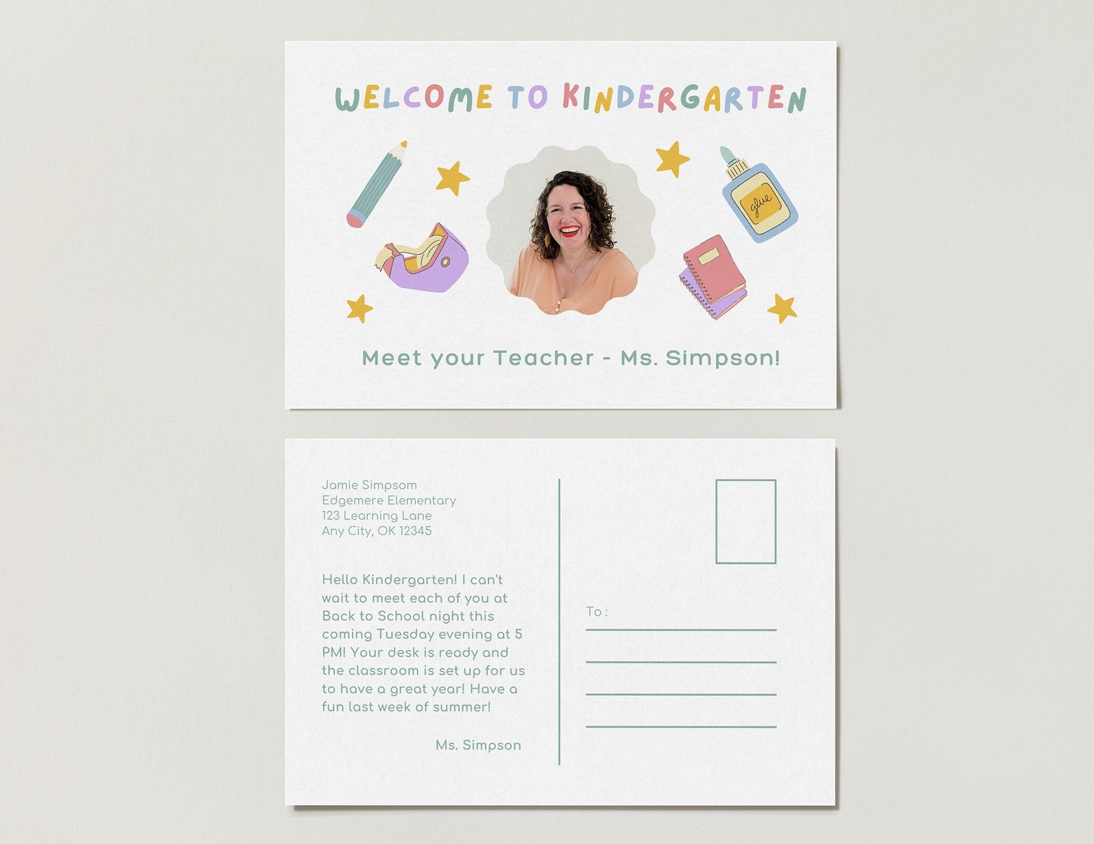 Meet the Teacher Postcard Template, Meet Your Teacher Postcard, Teacher ...