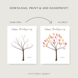 Thanksgiving Fingerprint Tree Craft, Fall Thumbprint Art, Happy ...
