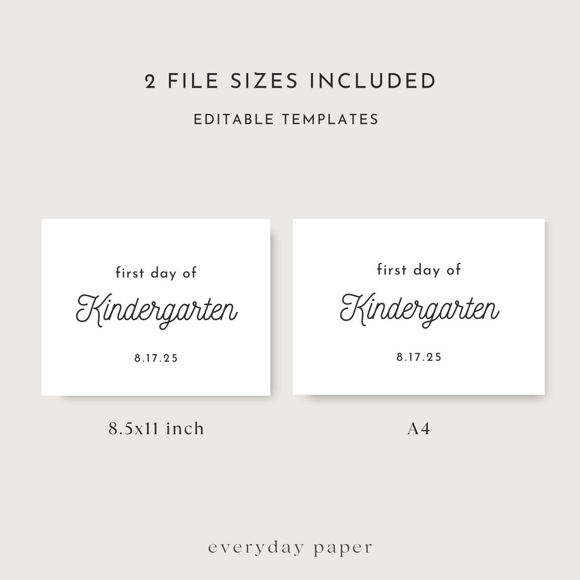 Editable First Day of School Sign Template, Simple Minimal First Day of ...