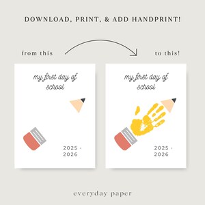 First Day of School Pencil Handprint Craft, Teacher Back to School ...