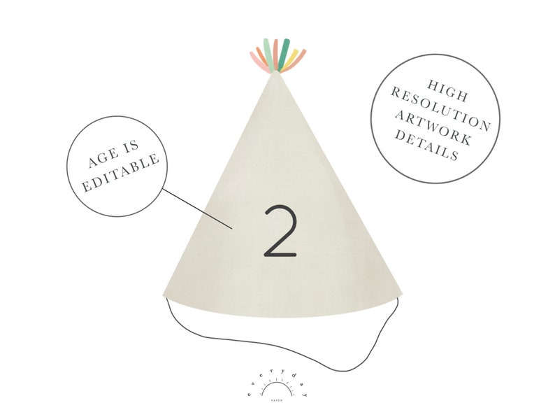 Party Hat Birthday Party Invitation Template Download Simple - Etsy