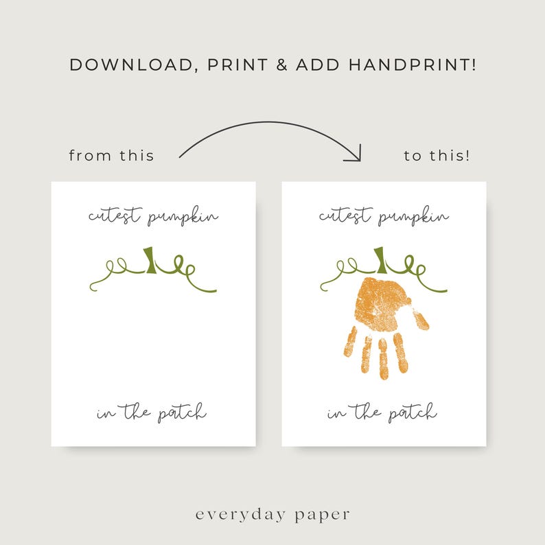 Pumpkin Handprint Art Craft, Cutest Pumpkin in the Patch Printable ...