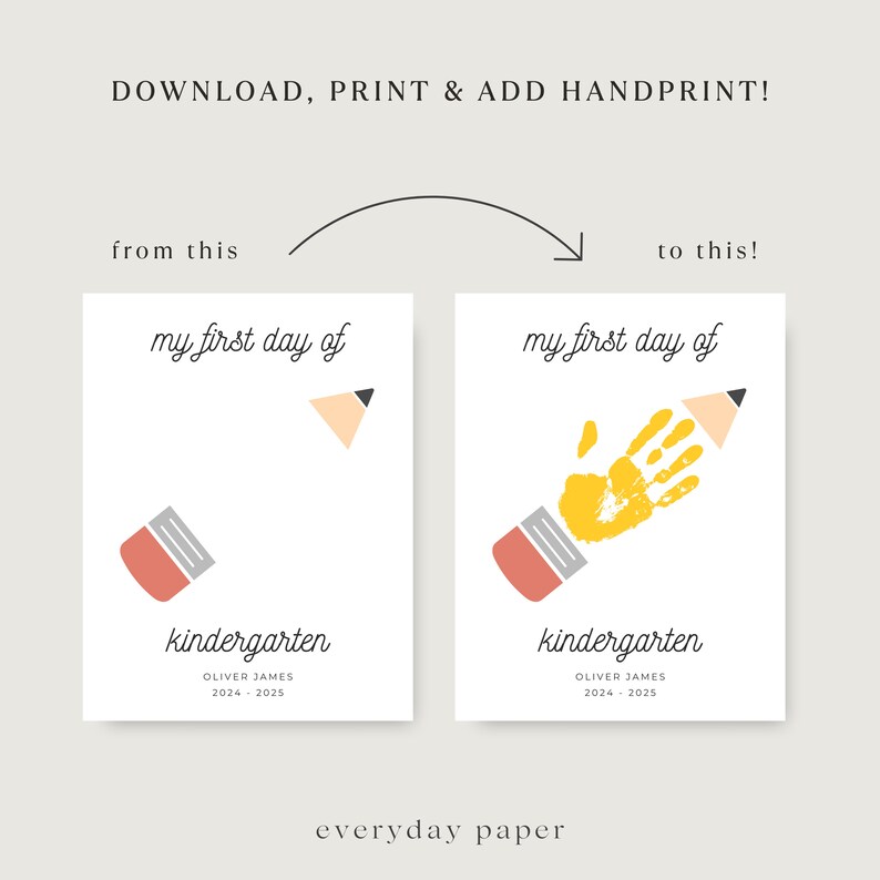 Editable First Day of School Pencil Handprint Craft Back to School ...