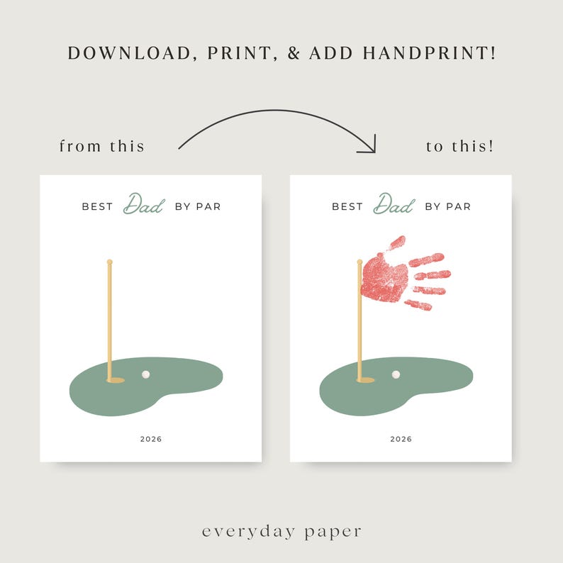 Best Dad by Par Golf Handprint Art Printable, Dad Golfing Father's Day ...