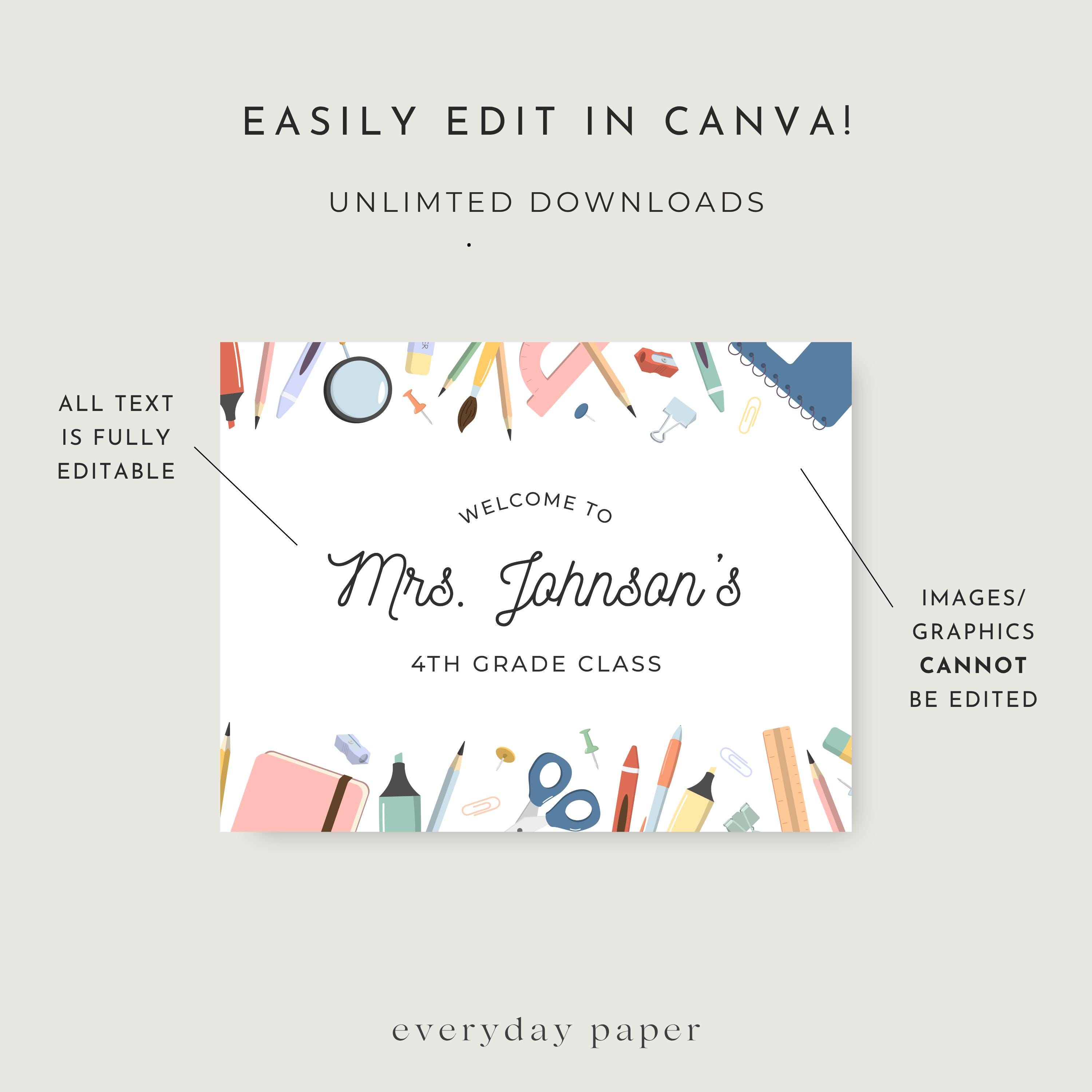 Editable Classroom Door Welcome Sign for Teachers, Printable Door Sign ...