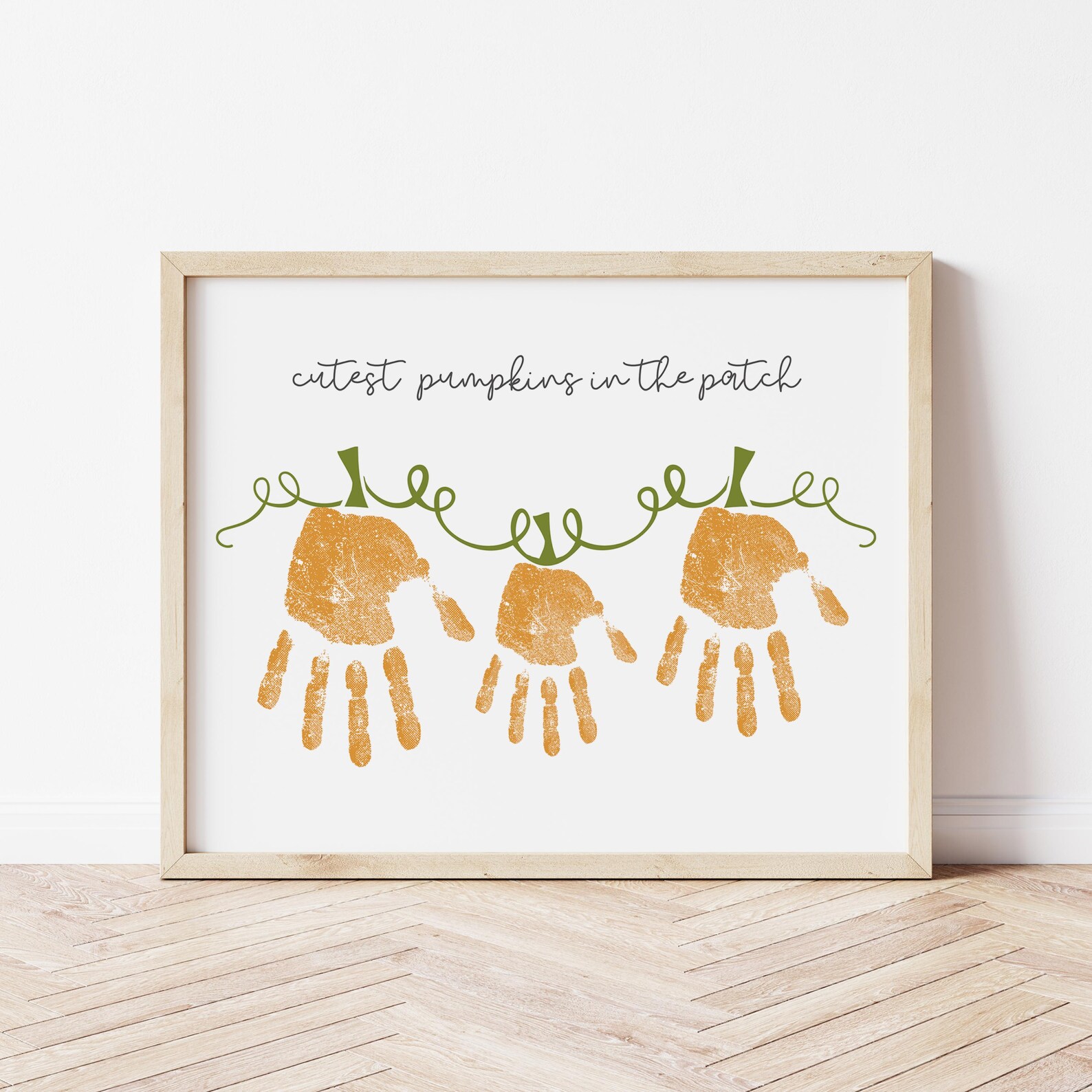 Pumpkin Handprint Craft for Three Kids, Fall Handprint Art Printable ...