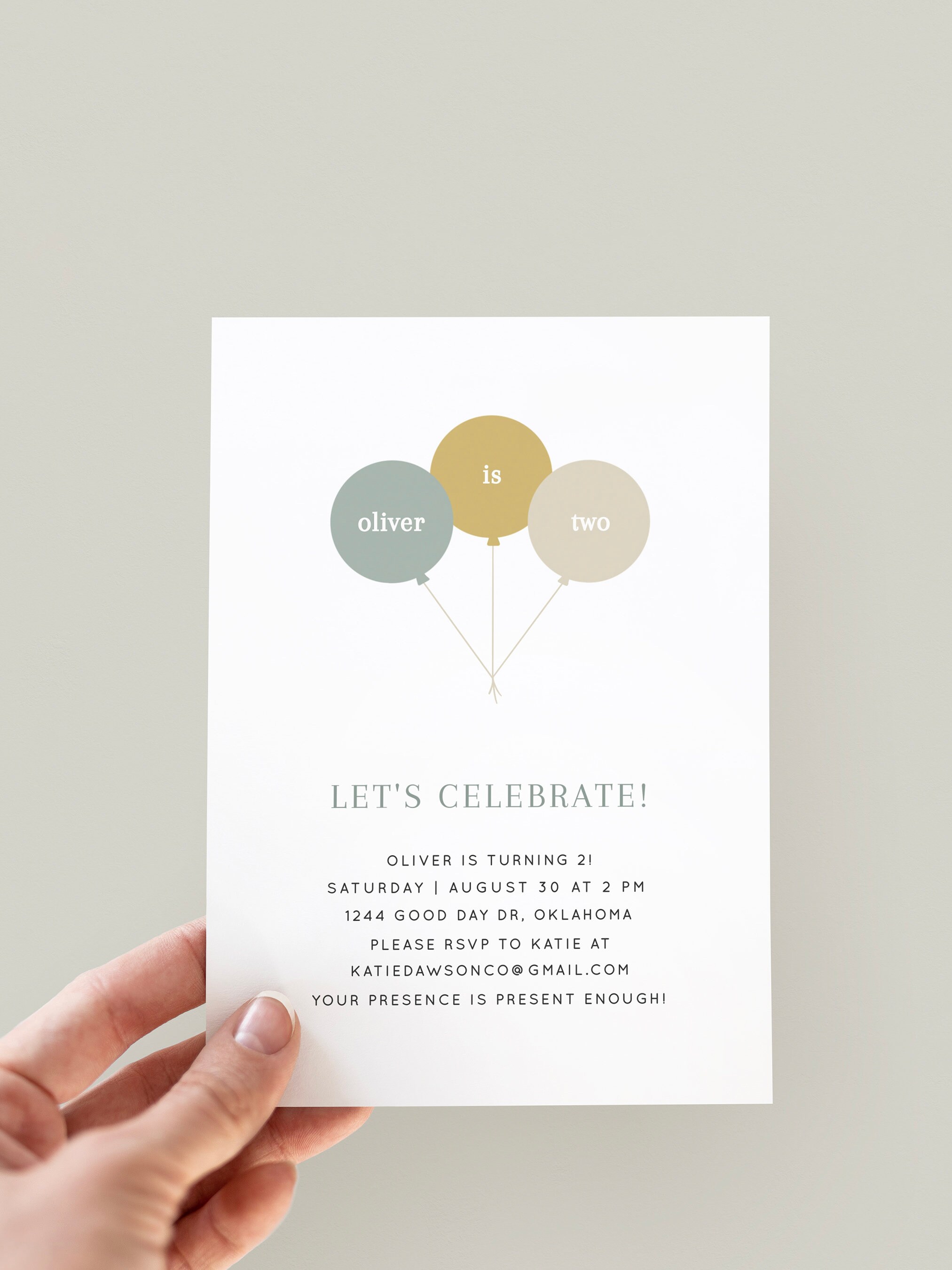 Simple Balloon Birthday Party Printable Invitation Template Digital ...