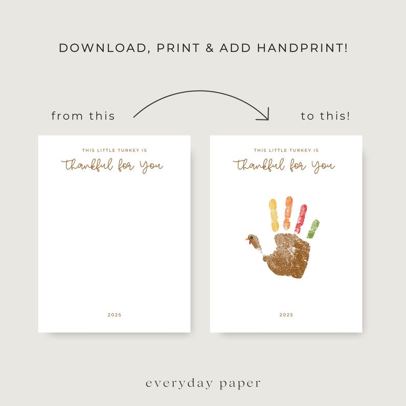 Turkey Handprint Craft, This Little Turkey Thankful for You Printable ...