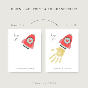 Rocket Ship Handprint Art Printable, to the Moon Craft, Dad Birthday ...