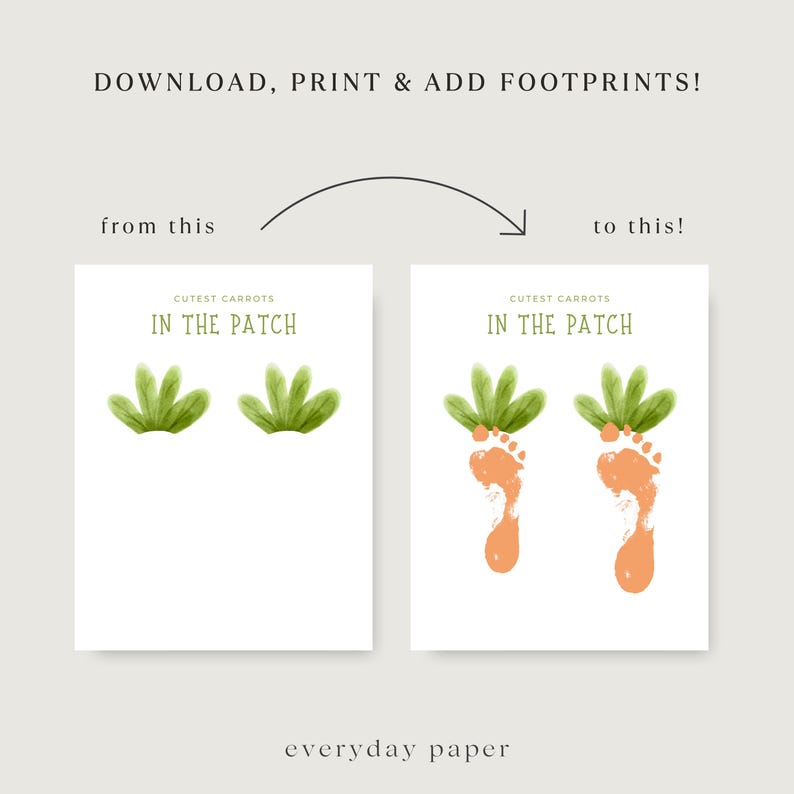 Cutest Carrots in the Patch, Easter Footprint Art, Great for 1 or 2 ...