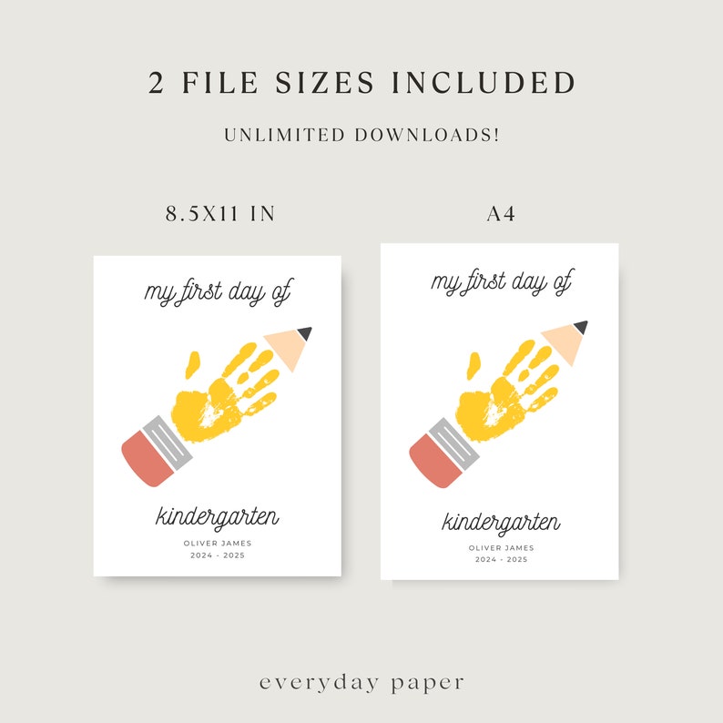 Editable First Day of School Pencil Handprint Craft Back to School ...