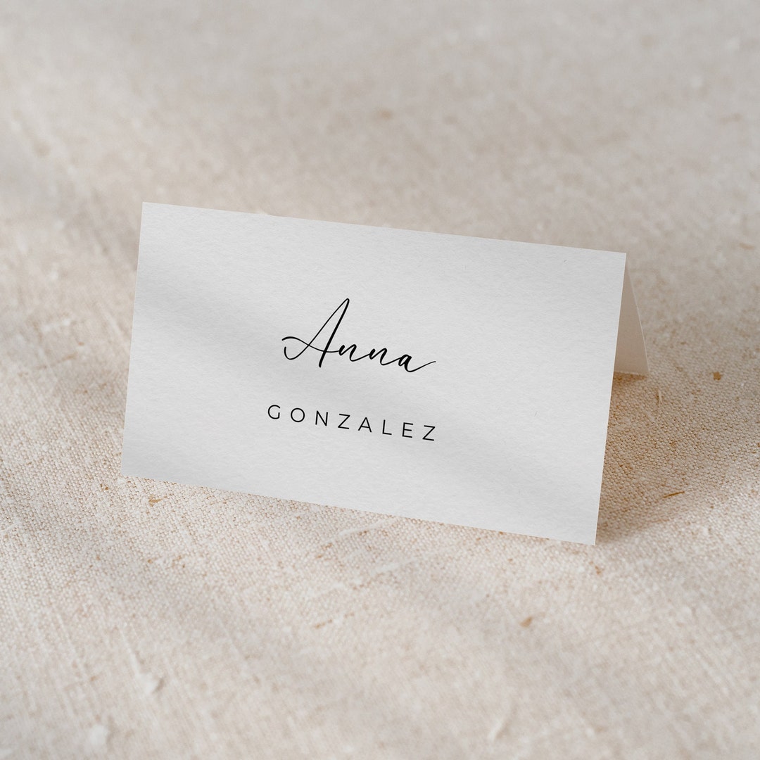First and Last Name Place Card Template, Script Wedding Placecards ...