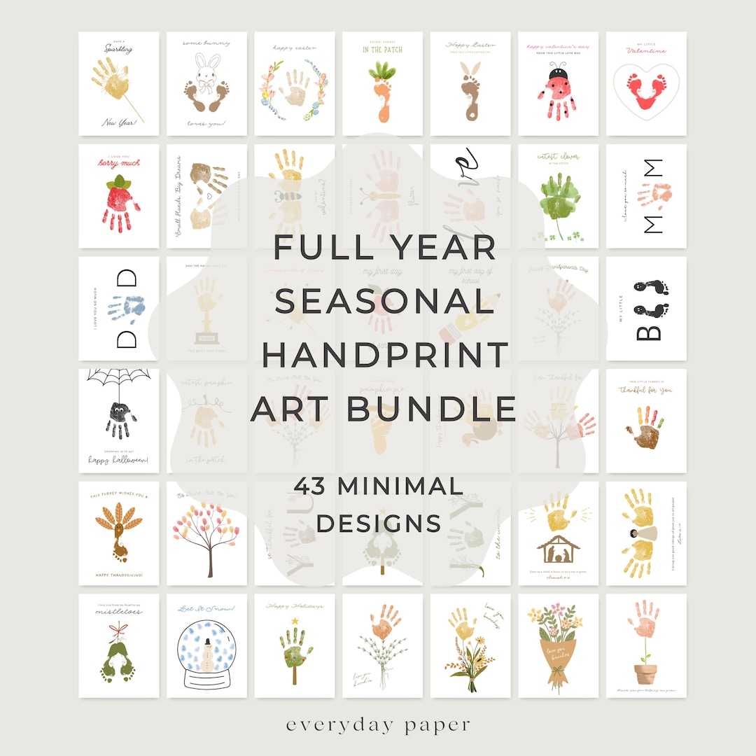 Full Year Handprint Craft Bundle, Teacher Handprint Bundle Pack for ...