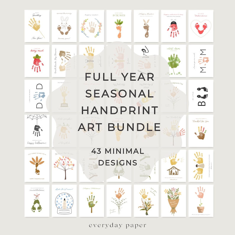 Full Year Handprint Craft Bundle, Teacher Handprint Bundle Pack for ...