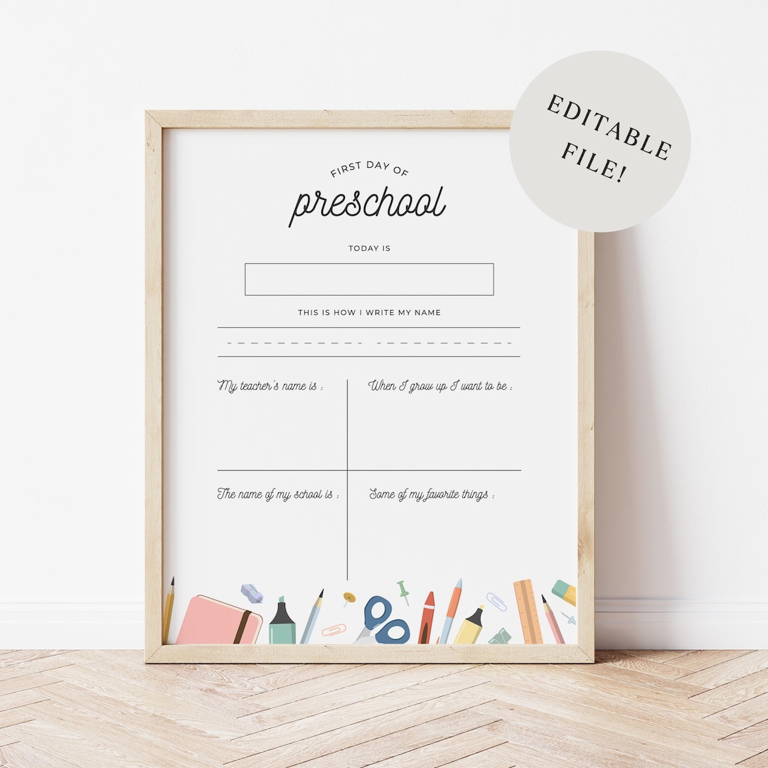 Editable First Day of School Interview, Simple Minimal 1st Day of ...