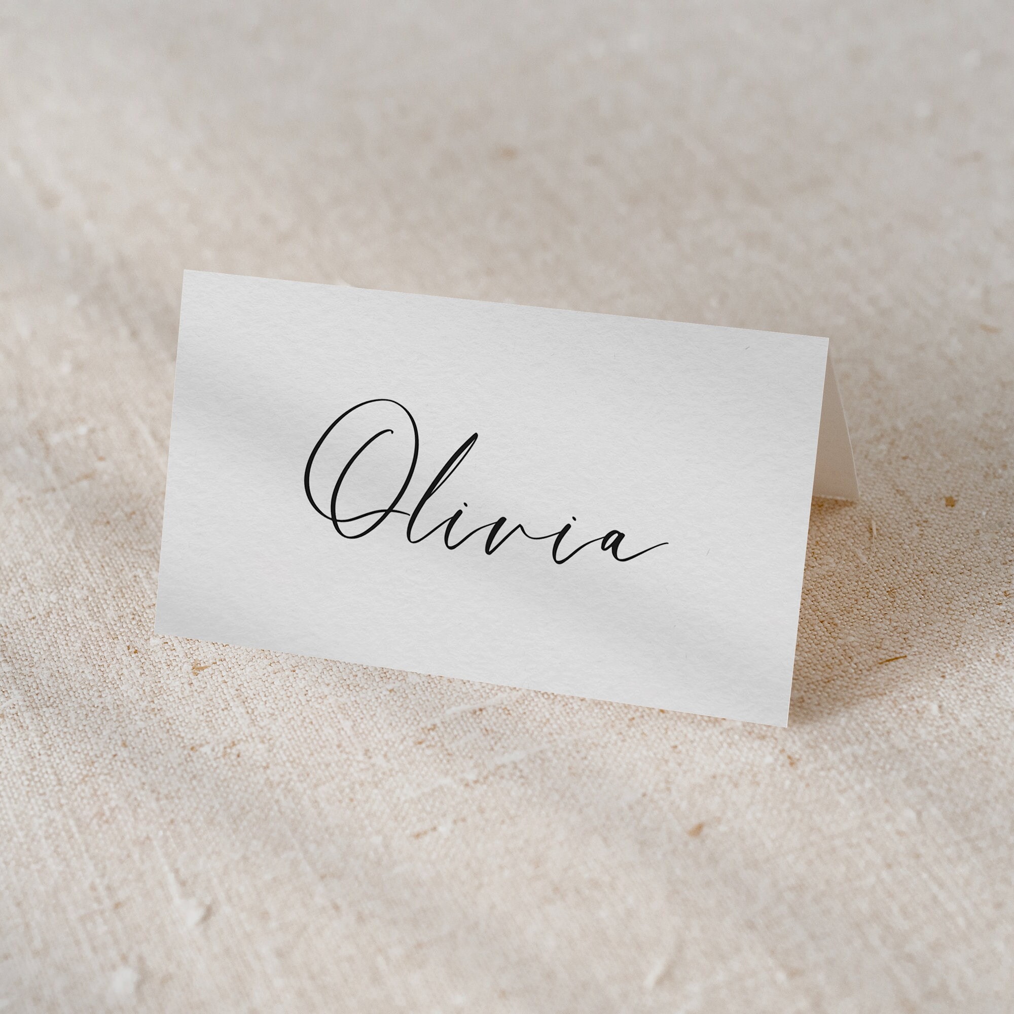 Name Card Template, Script Wedding Place Card Template, Printable Name ...